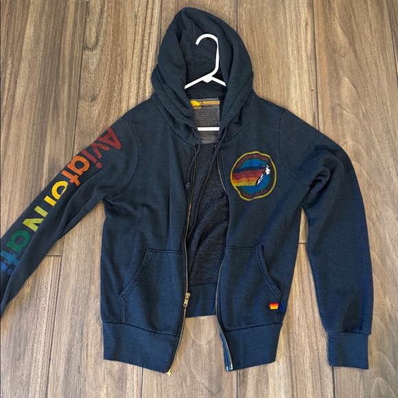 Aviator Nation | Tops | Aviator Nation Hoodie With Multicolor Logo ...